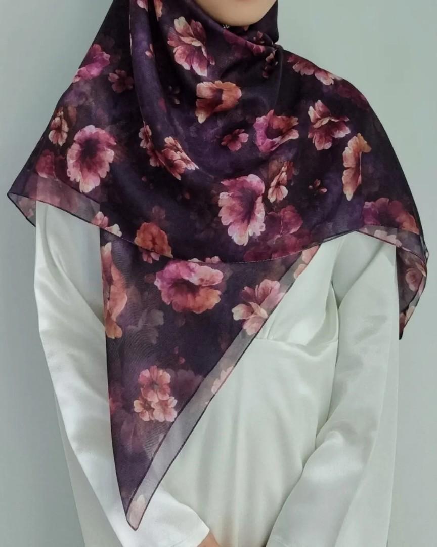 Mortada Bawal in Boysenberry, Women's Fashion, Muslimah Fashion, Hijabs on Carousell
