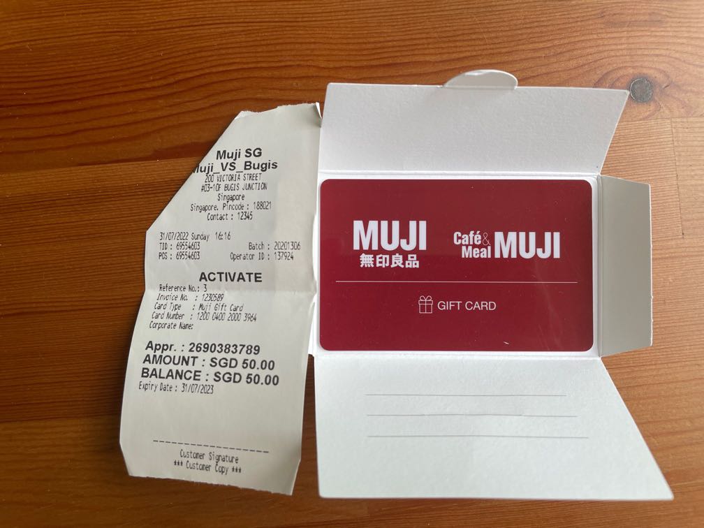 Muji $50 Gift Card, Tickets & Vouchers, Vouchers on Carousell