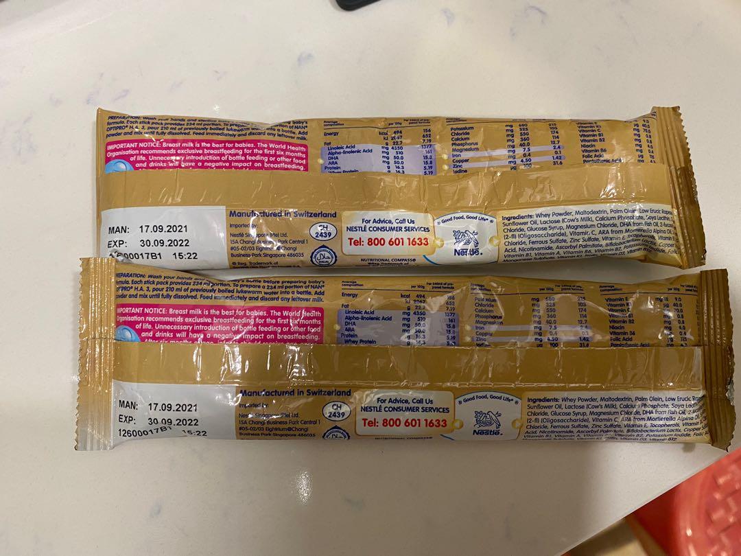 NAN HA3 formula milk sachets x 2, Babies & Kids, Nursing & Feeding ...