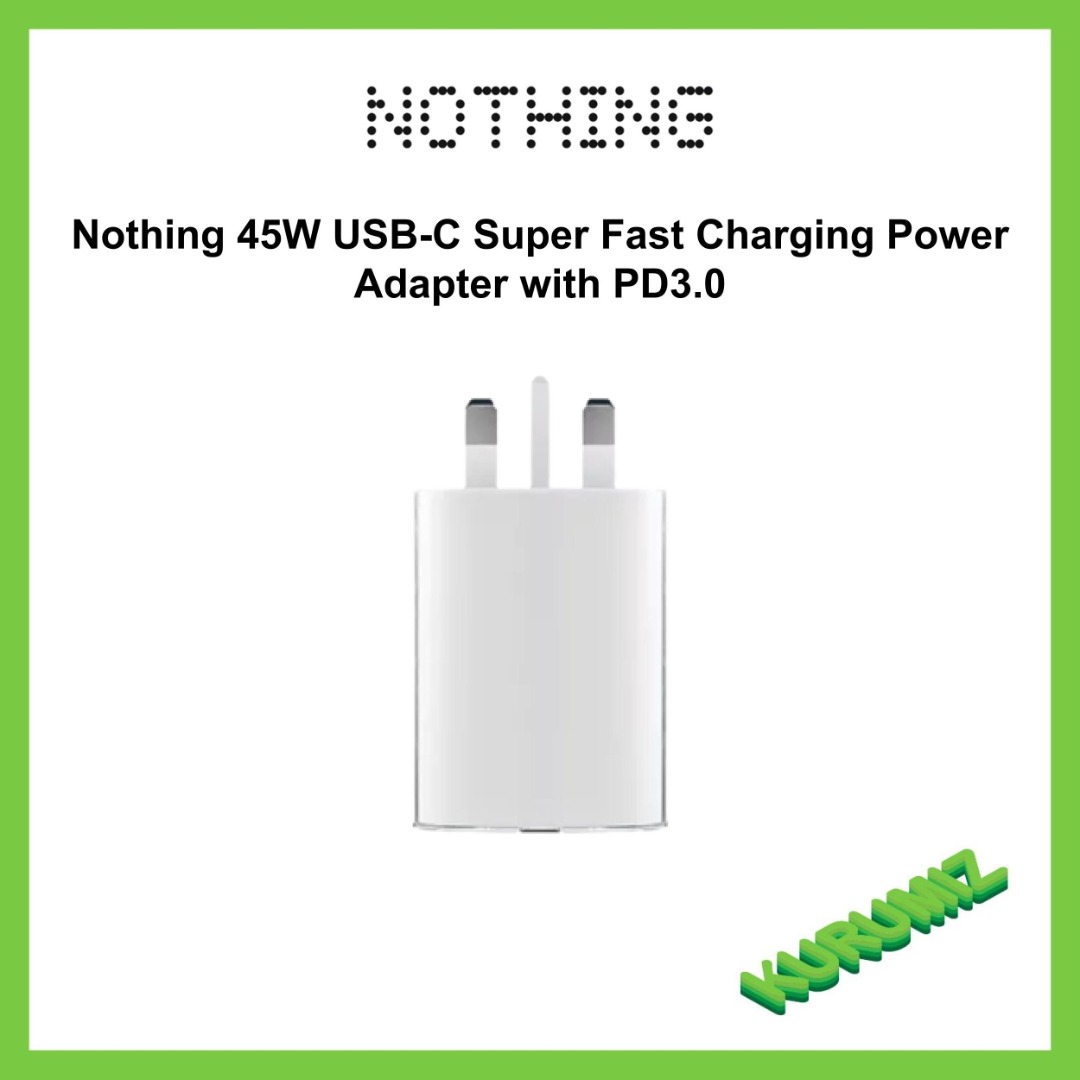 Nothing 45W USB-C Super Fast Charging Power Adapter with PD3.0, Mobile ...