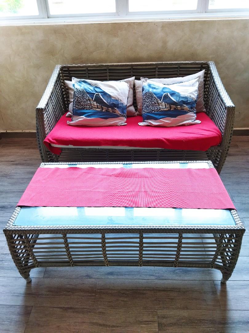 Rattan outdoor/balcony sofa, Furniture & Home Living, Outdoor Furniture ...