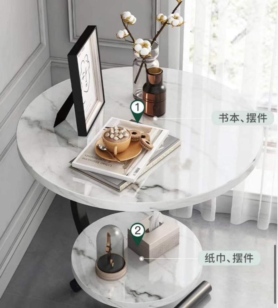 Restock! 2-Layer Marble Design Center Table, Furniture & Home Living ...