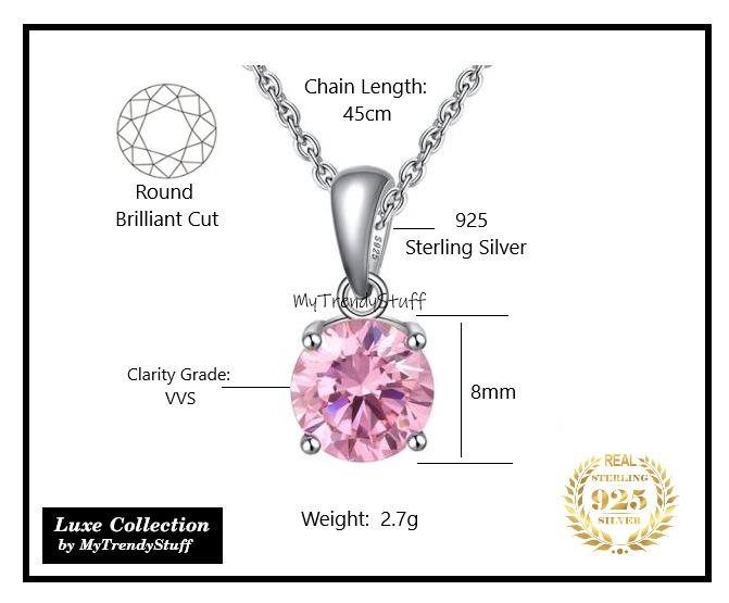 Save 14%! Sparkly VVS Grade Pink Diamond Simulant Solitaire Necklace ...