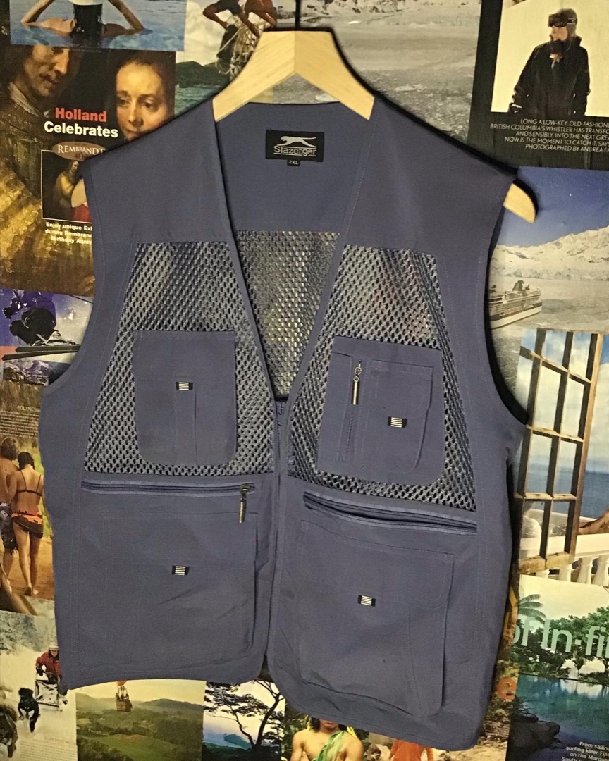 Slazenger Blue Mesh Vest (1 broken zipper), Men's Fashion, Tops & Sets ...