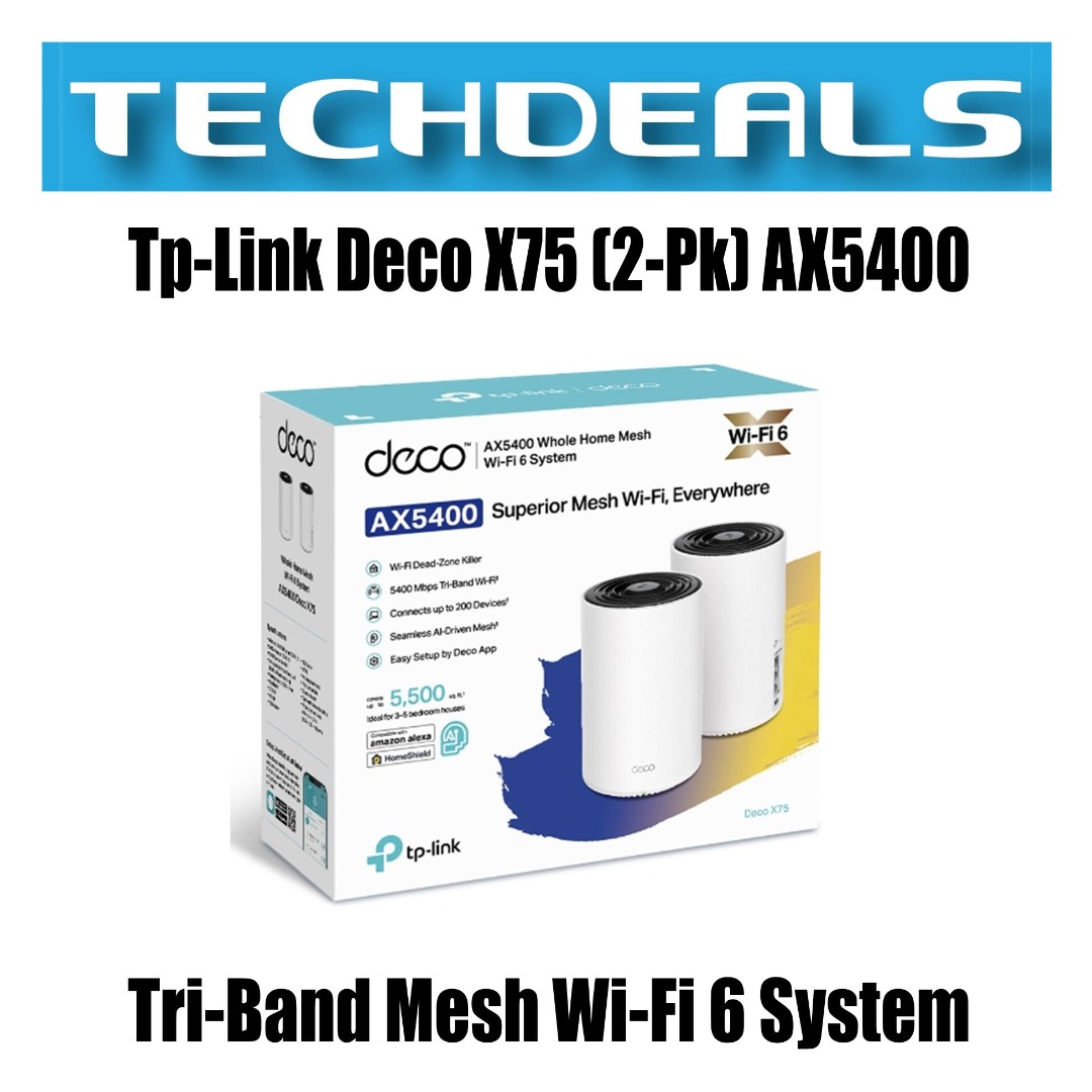 Tp-Link Deco X75 (2-Pk) AX5400 Tri-Band Mesh Wi-Fi 6 System, Computers ...