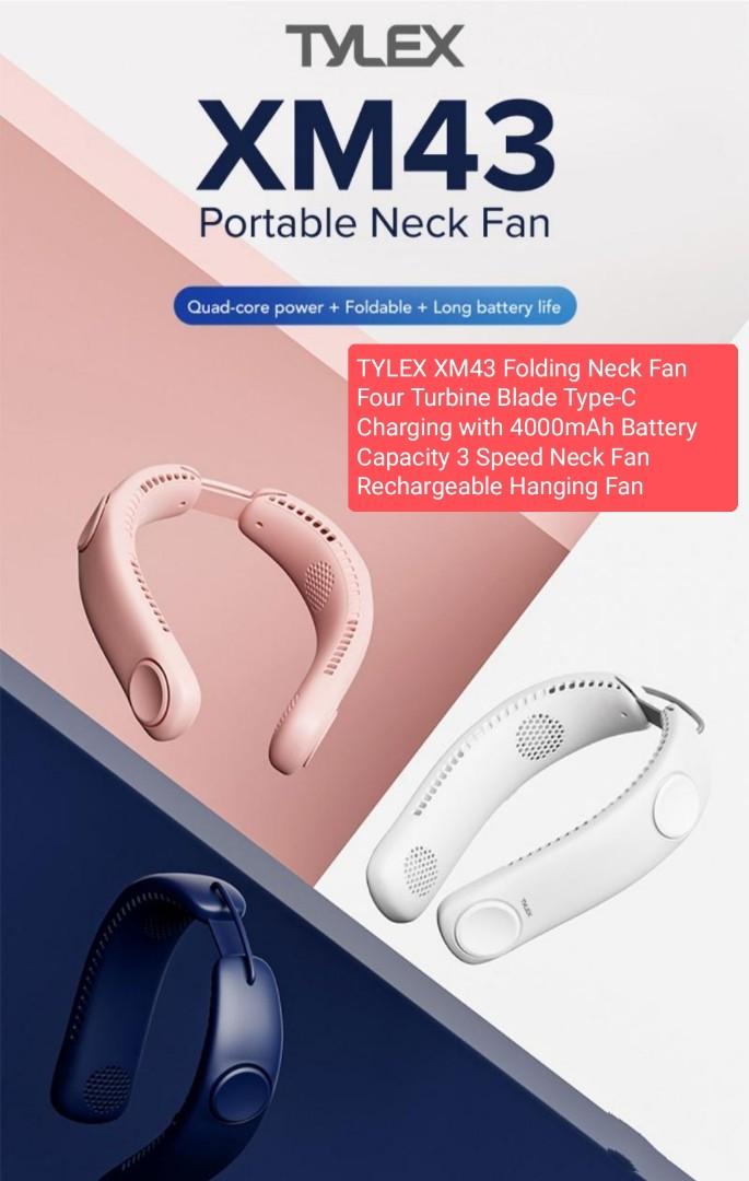 TYLEX XM43 Folding Neck Fan Four Turbine Blade Type-C Charging with ...