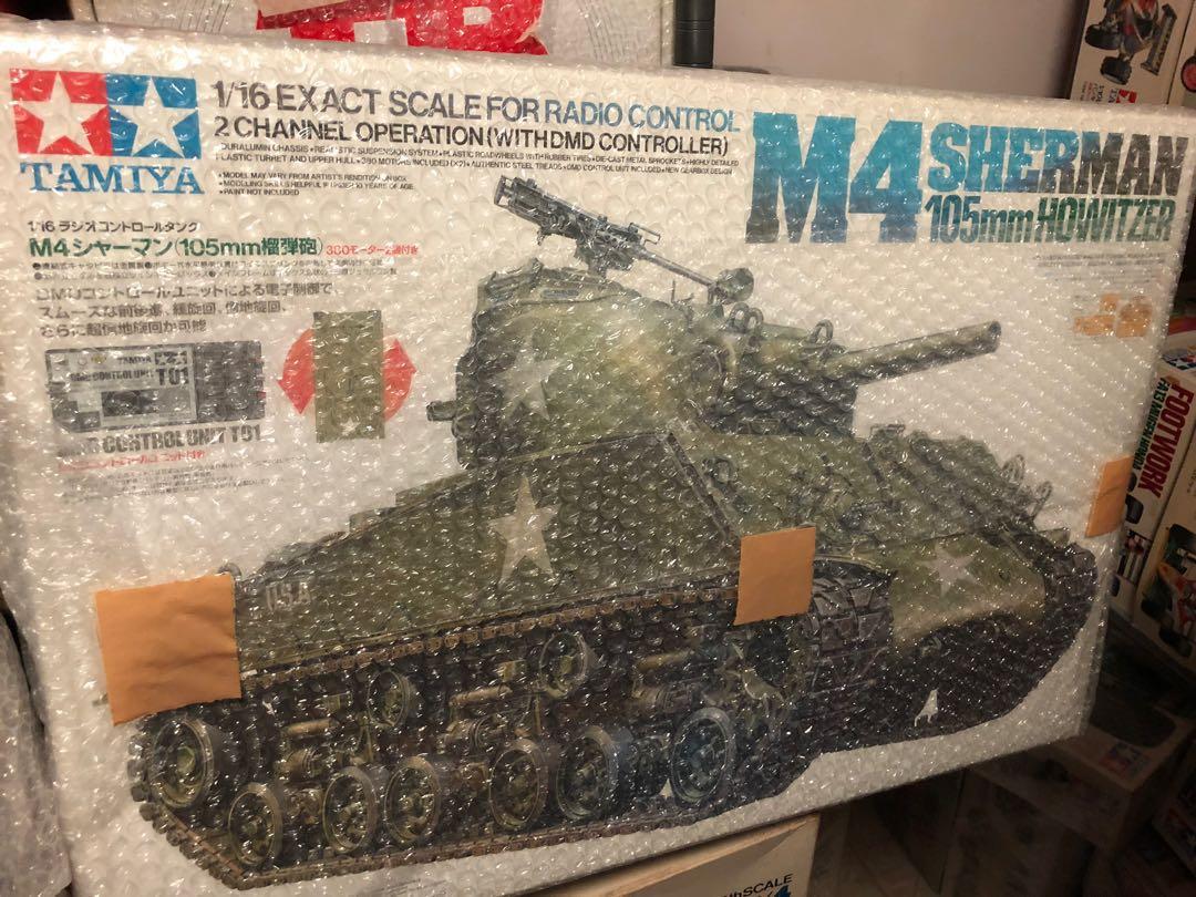 Vintage Tamiya 1/16 RC Tank - M4 Sherman with DMD Controller, 興趣及遊戲, 玩具 ...