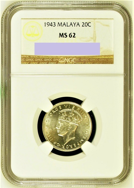 (Consignment) [Legacy Collectibles] 1943 Malaya 20 Cents with NGC MS 62, Hobbies & Toys ...