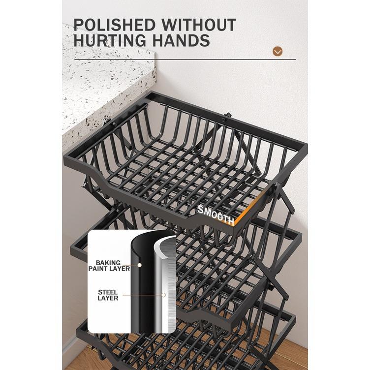 3/4/5 Tier Foldable Kitchen Shelf Metal Shelf Fruit and Vegetable ...