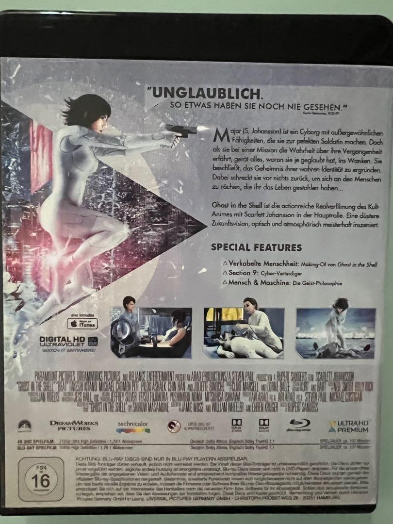 攻殻機動隊 真人電影 4K藍光碟 ghost shell 4K Blu-ray, 興趣及遊戲, 音樂樂器 & 配件, 音樂與媒體 - CD 及 DVD - Carousell