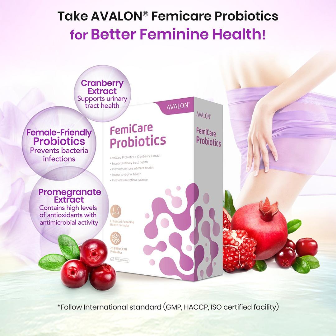 AVALON Femicare Probiotics 30s UTI, Health & Nutrition, Health ...