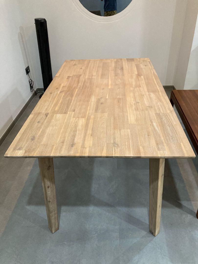 Castlery solid wood oak wood dining table, Furniture & Home Living ...