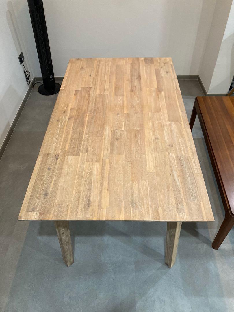 Castlery solid wood oak wood dining table, Furniture & Home Living ...