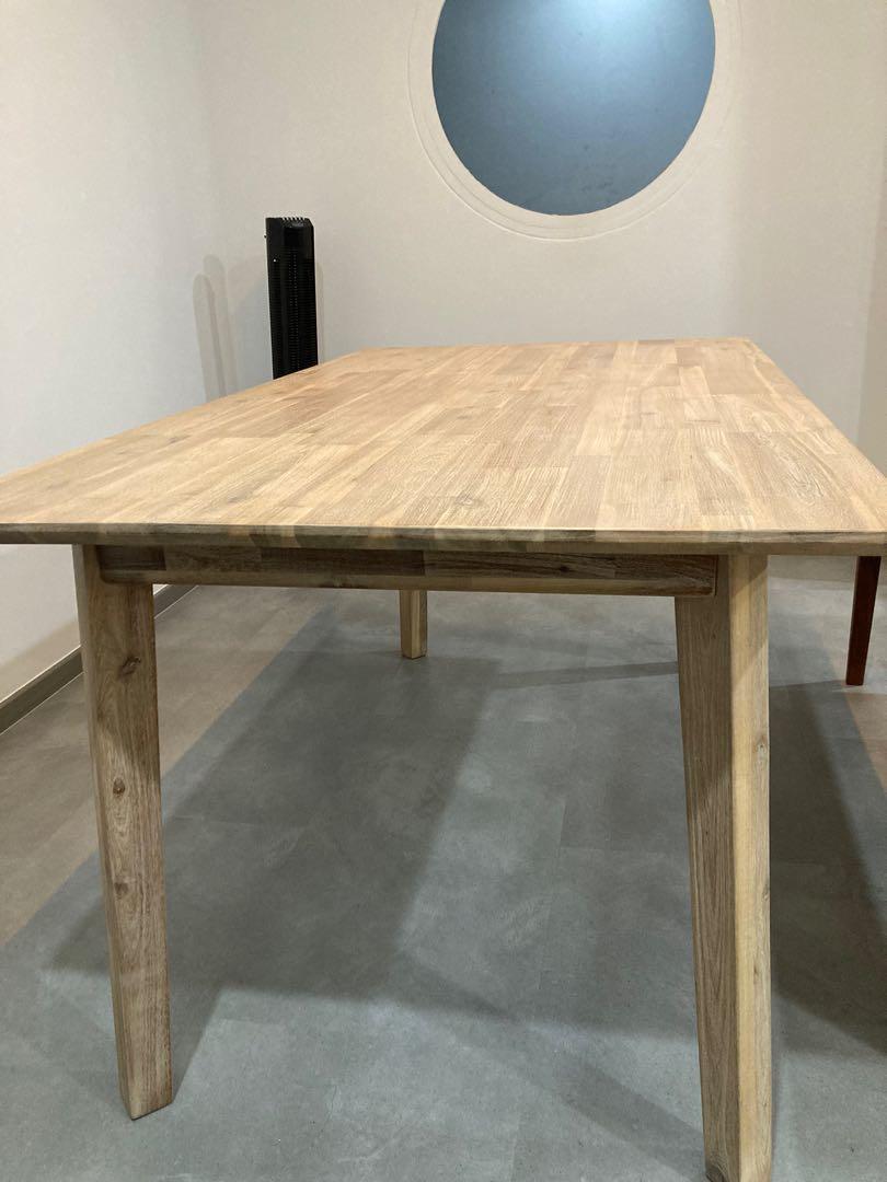 Castlery solid wood oak wood dining table, Furniture & Home Living ...