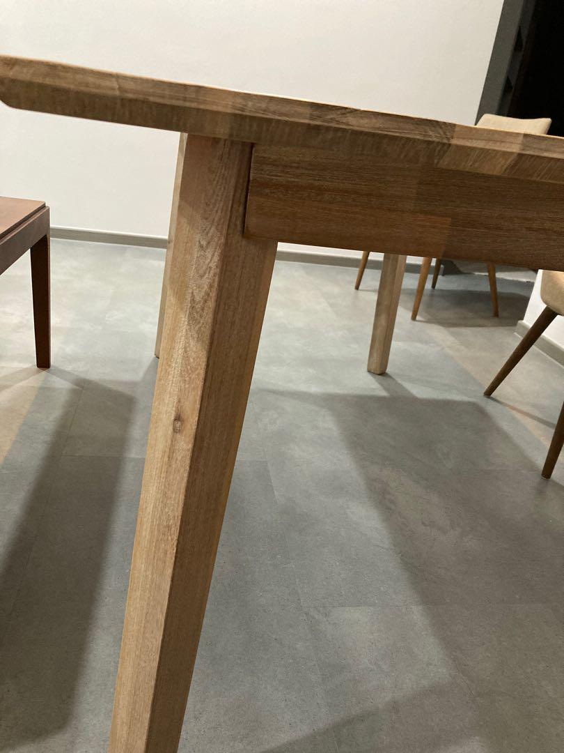 Castlery solid wood oak wood dining table, Furniture & Home Living ...