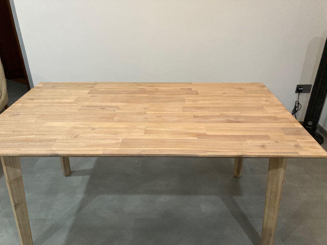 Castlery solid wood oak wood dining table, Furniture & Home Living ...