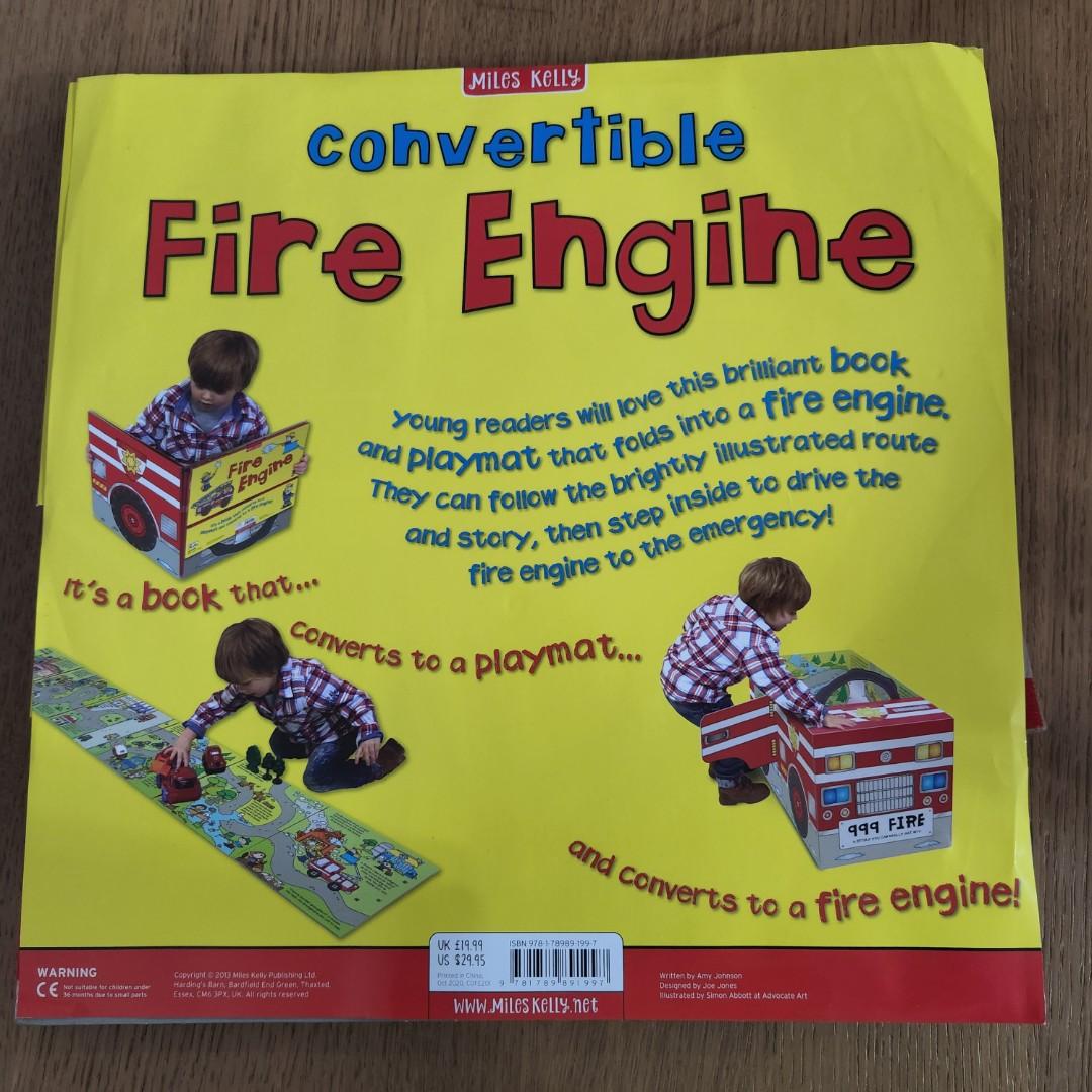 Convertible fire engine book 玩具圖書, 興趣及遊戲, 書本 & 文具, 小朋友書 - Carousell
