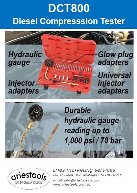 Diesel Compression Tester c/w universal injector adapter kit & clamp-on ...