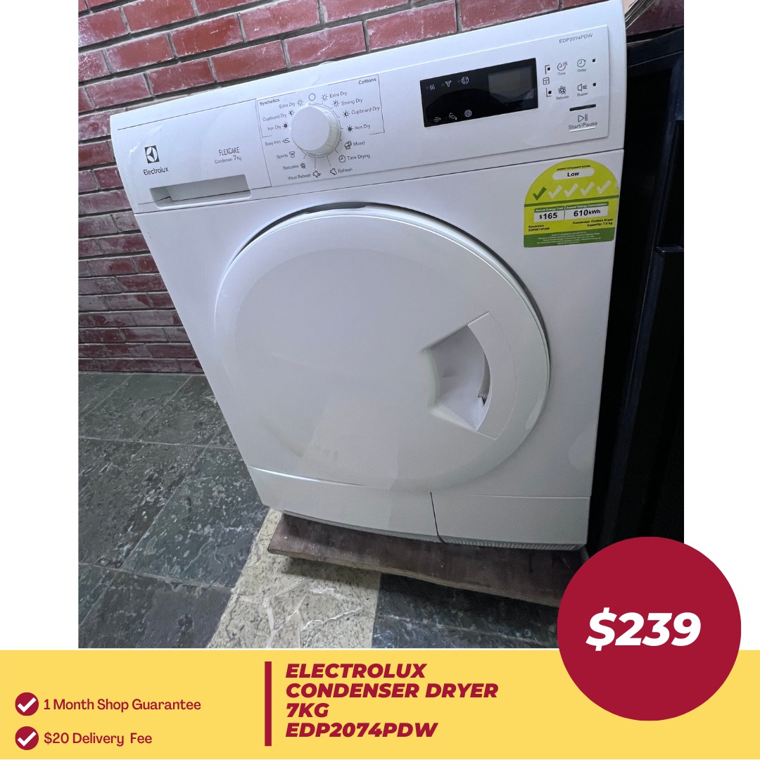 ELECTROLUX Condenser Dryer 7kg EDP2074PDW, TV & Home Appliances ...