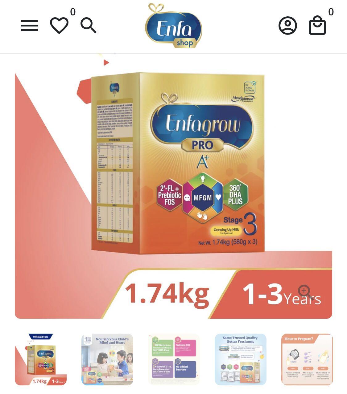 Enfagrow stage 3 - 1.74KG per box, Babies & Kids, Nursing & Feeding ...