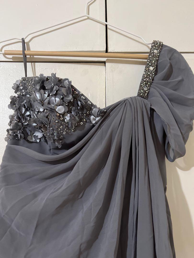 Gray Mother of the Bride / Ninang Gown, Women's Fashion, Dresses & Sets ...