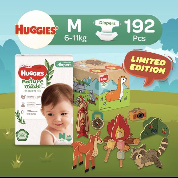 Huggies Platinum Naturemade Tape Diapers M, Babies & Kids, Babies & Kids Fashion on Carousell