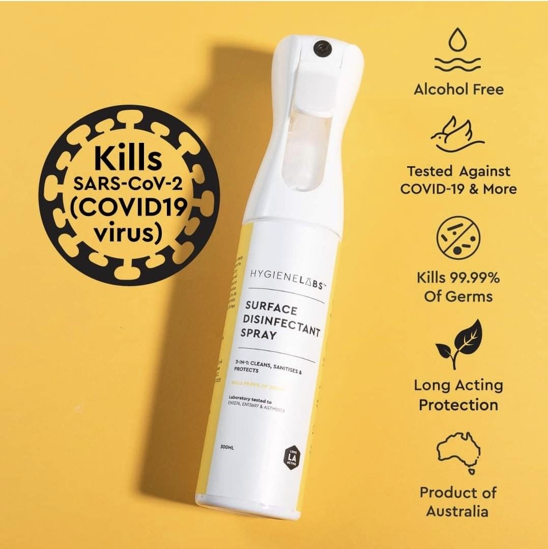 HYGIENE LAB - Hospital Grade Surface Disinfectant Spray 300ml, Beauty ...