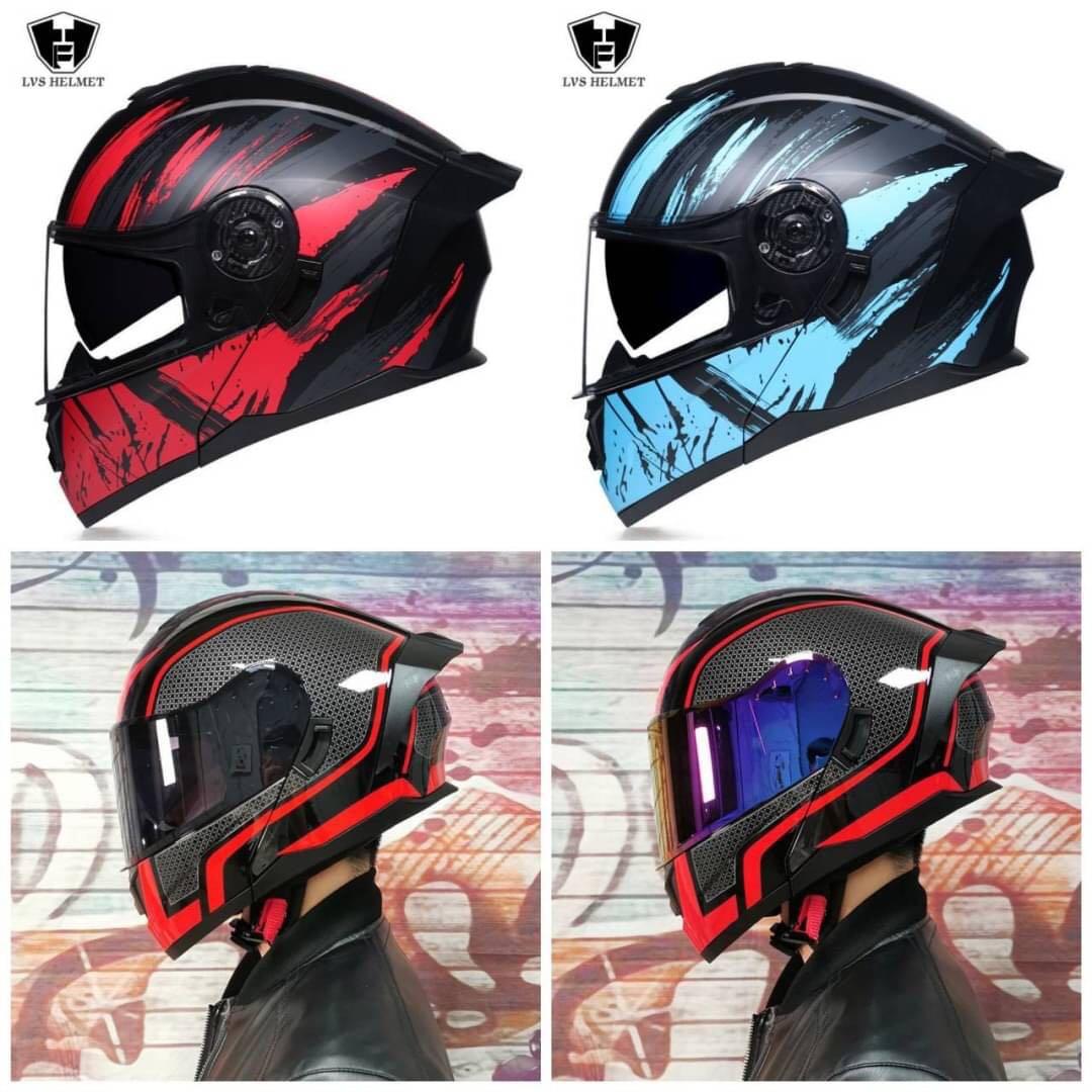 LVS Modular motorbike helmet with DOT certification and double visor ...