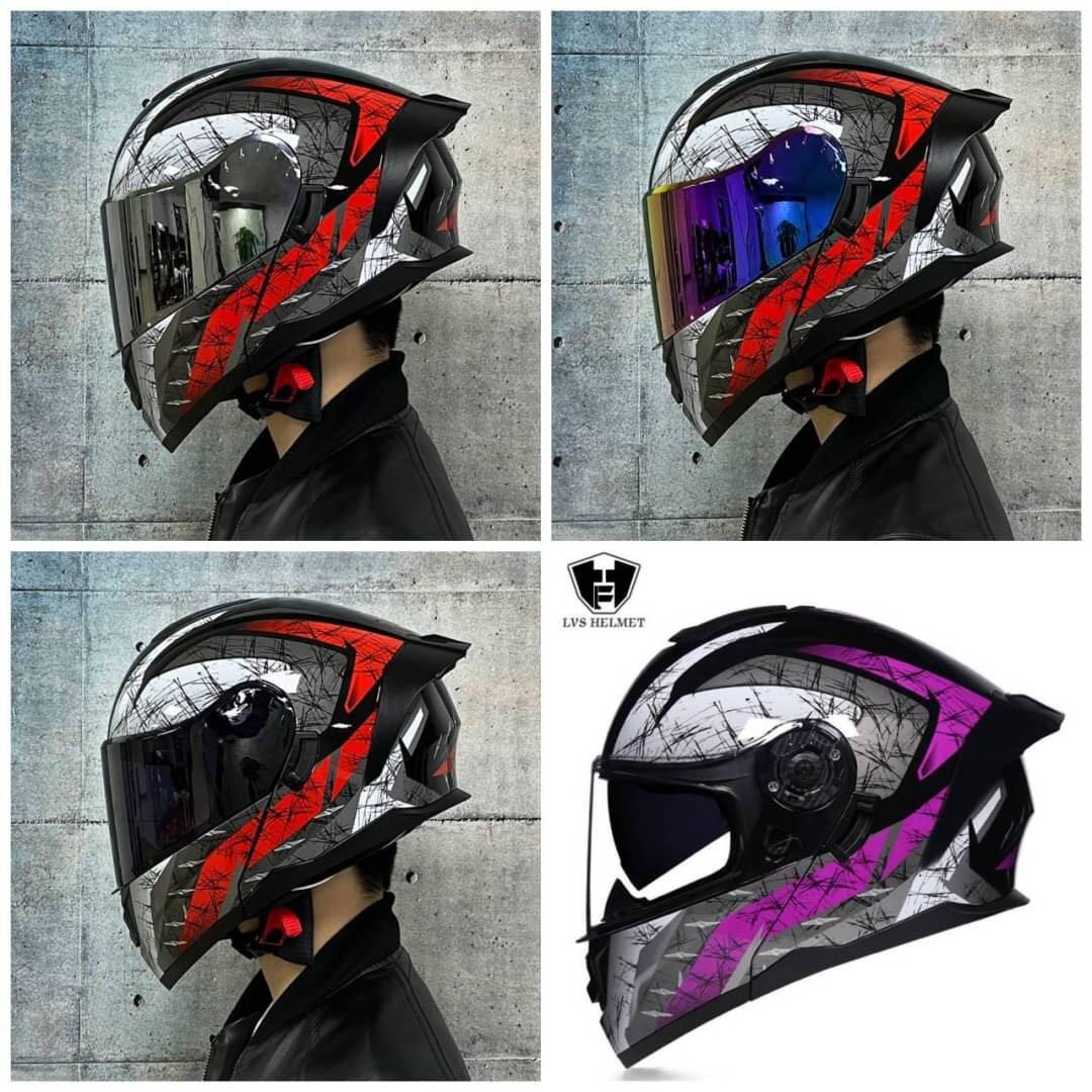 LVS Modular motorbike helmet with DOT certification and double visor ...
