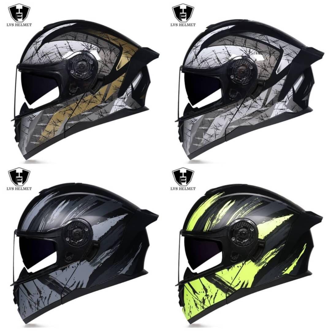 LVS Modular motorbike helmet with DOT certification and double visor ...