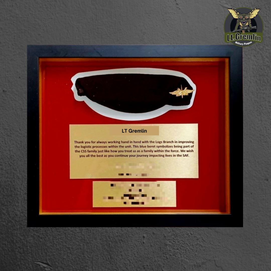 Military Beret Plaque - Gift SAF Army RSN Navy RSAF Airforce Police SPF ...
