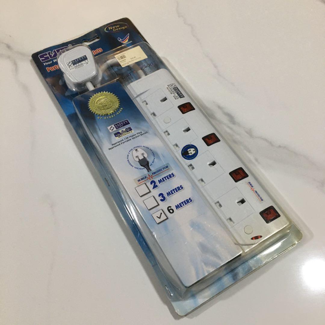 Multi plug socket surge protector 6m, TV & Home Appliances, Electrical ...