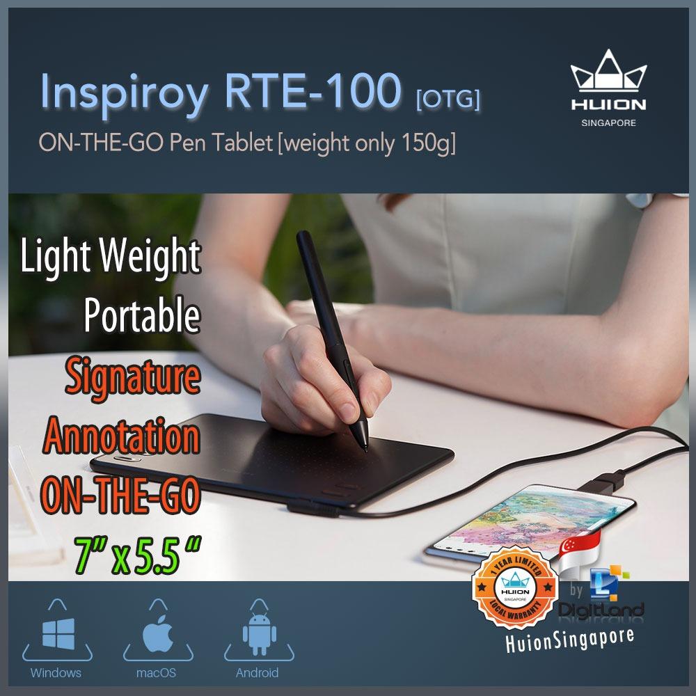 NEW HUION Inspiroy RTE-100 Digital Graphic Drawing Tablets with Battery ...