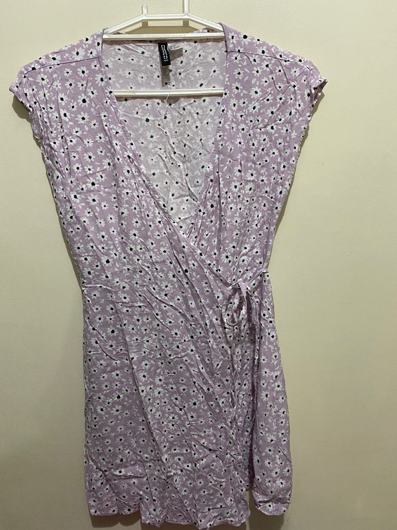 ORIGINAL H&M PURPLE WRAP AROUND DRESS, Women's Fashion, Dresses & Sets ...