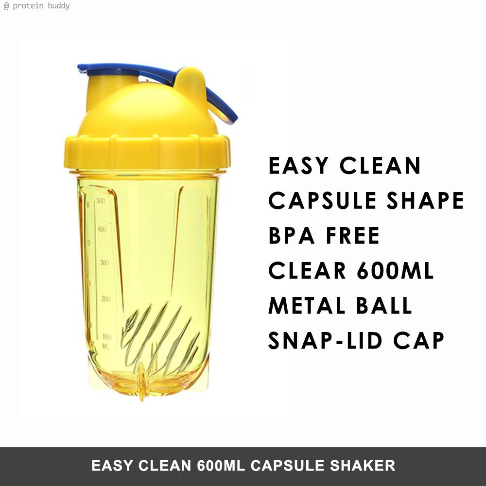 Protein Shaker 600ML Capsule Easy Clean Shaker with Metal Ball, Health ...