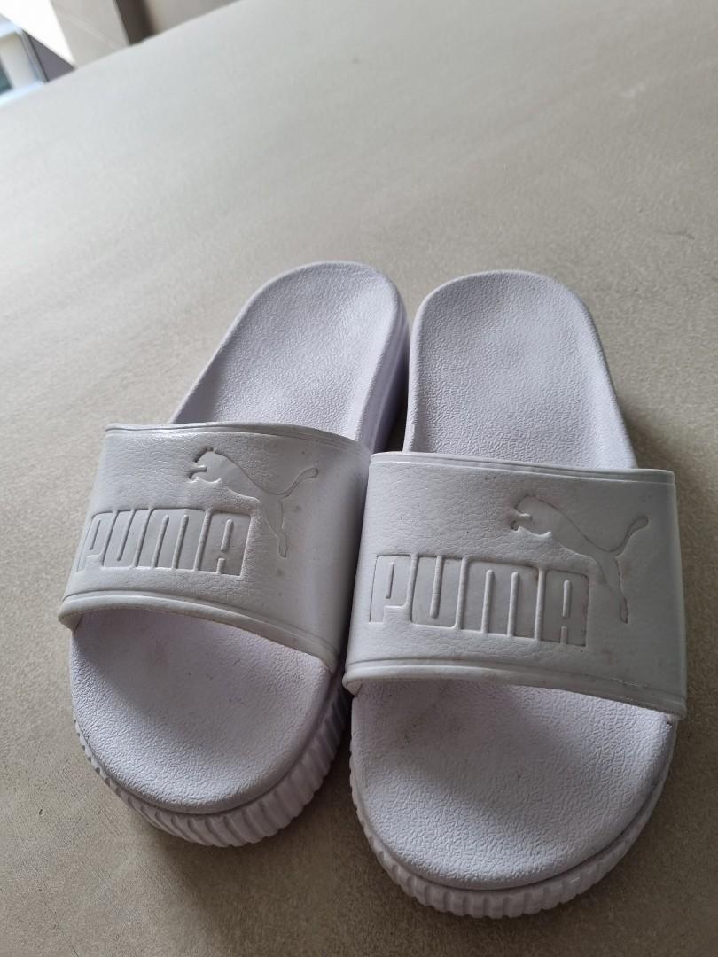 Puma white platform slippers, Women's Fashion, Footwear, Flats on Carousell
