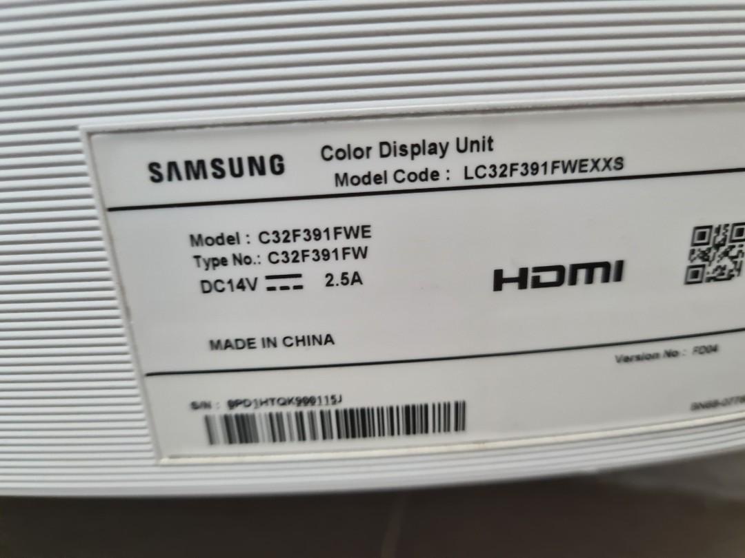 SAMSUNG 32" White Curved Monitor C32F391FWE, Computers & Tech, Parts ...