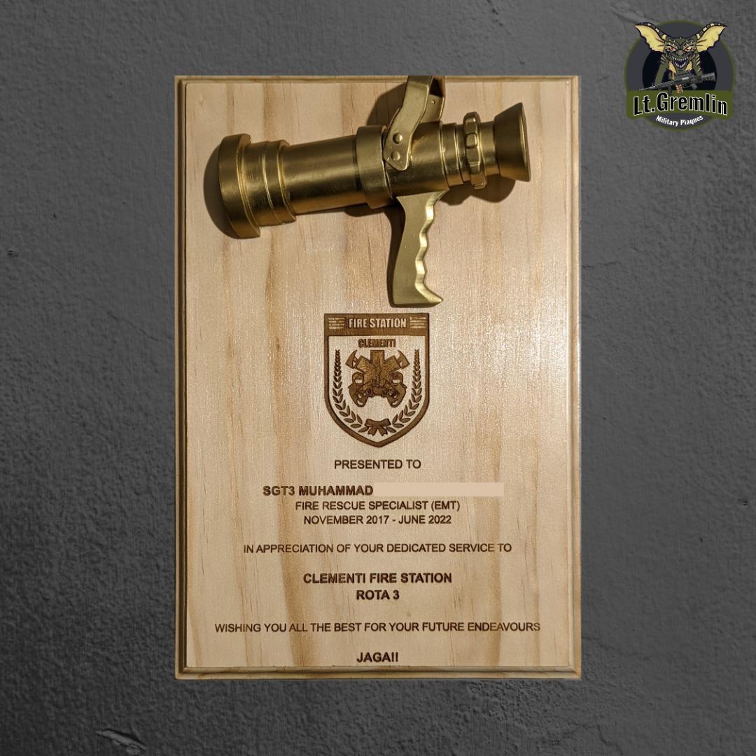 SCDF/ EMS Appreciation Wooden Laser Engraved Plaque, Hobbies & Toys ...