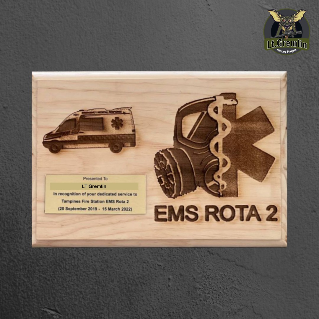 SCDF/ EMS Appreciation Wooden Laser Engraved Plaque, Hobbies & Toys ...