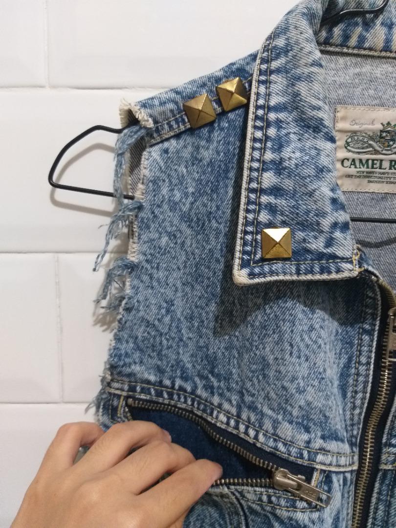 sleevless denim jacket / Rompi eipped jeans / jaket denim tanpa lengan ...