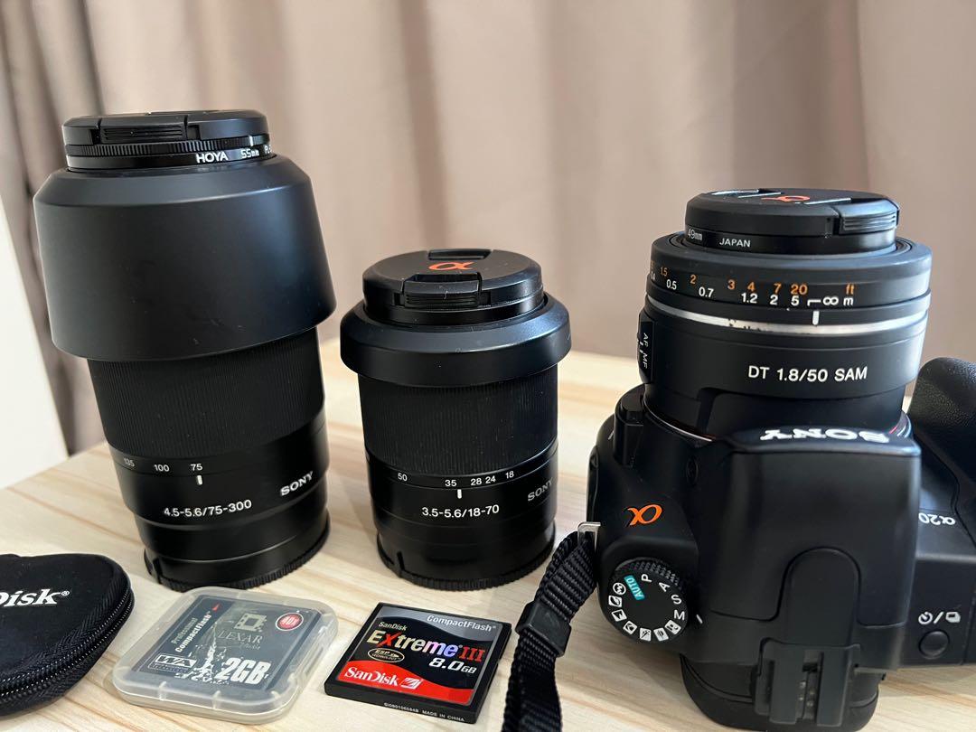 Sony Alpha a200 with 3 lenses, Photography, Cameras on Carousell