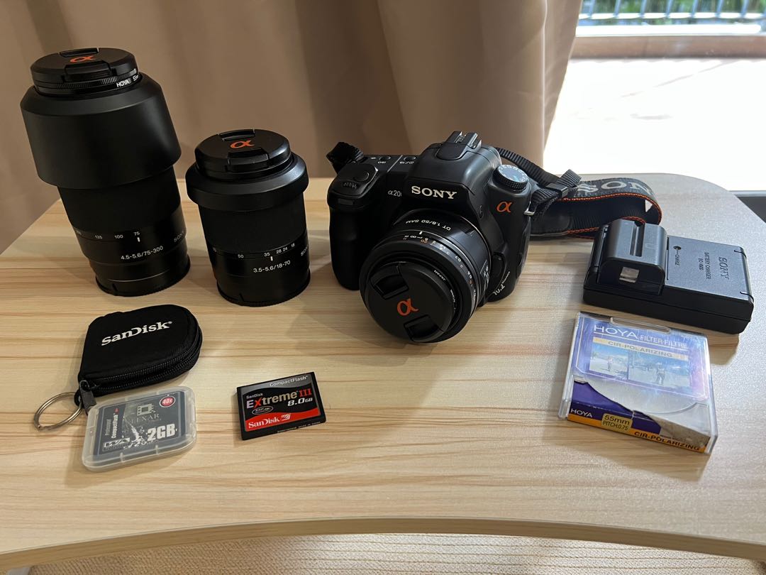 Sony Alpha a200 with 3 lenses, Photography, Cameras on Carousell