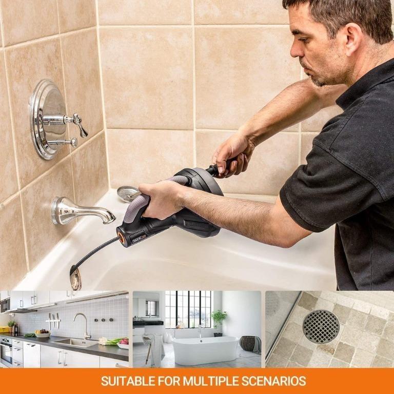 TACKLIFE Drain Auger, 25Ft Drum Auger Drain Snake With Drill Adapter ...