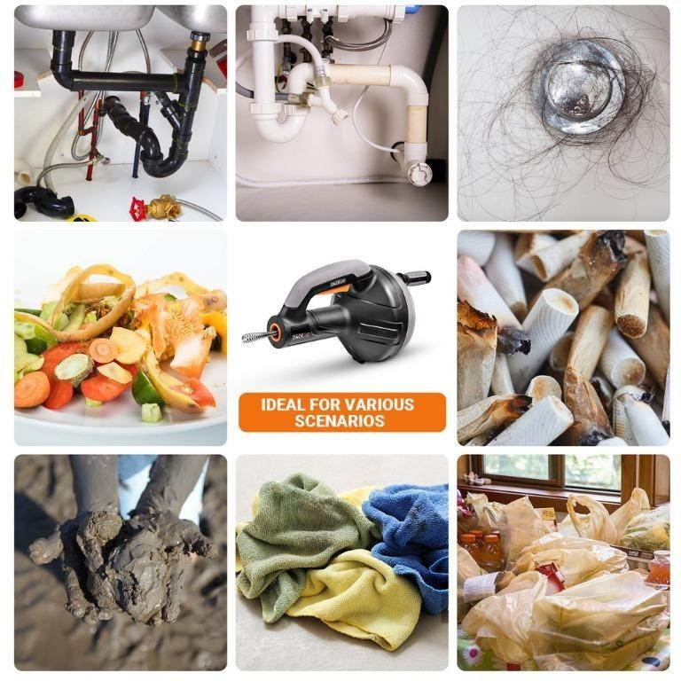 TACKLIFE Drain Auger, 25Ft Drum Auger Drain Snake With Drill Adapter ...