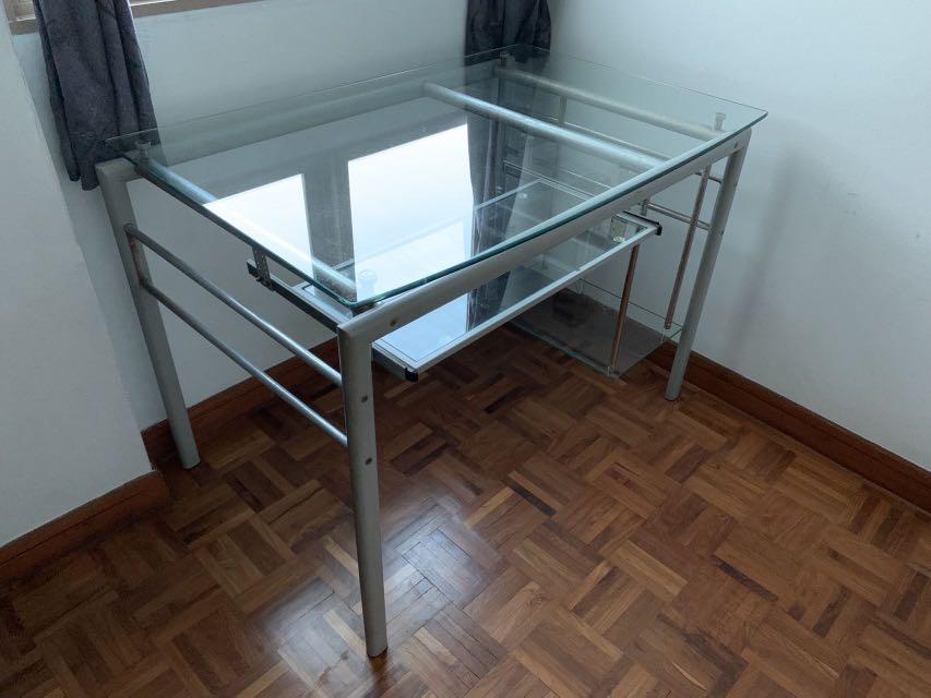 Tempered Glass Computer table, Furniture & Home Living, Furniture ...