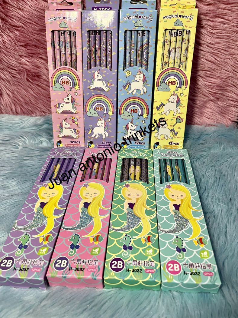 Unicorn & Mermaid Pencil Set, Hobbies & Toys, Stationary & Craft ...