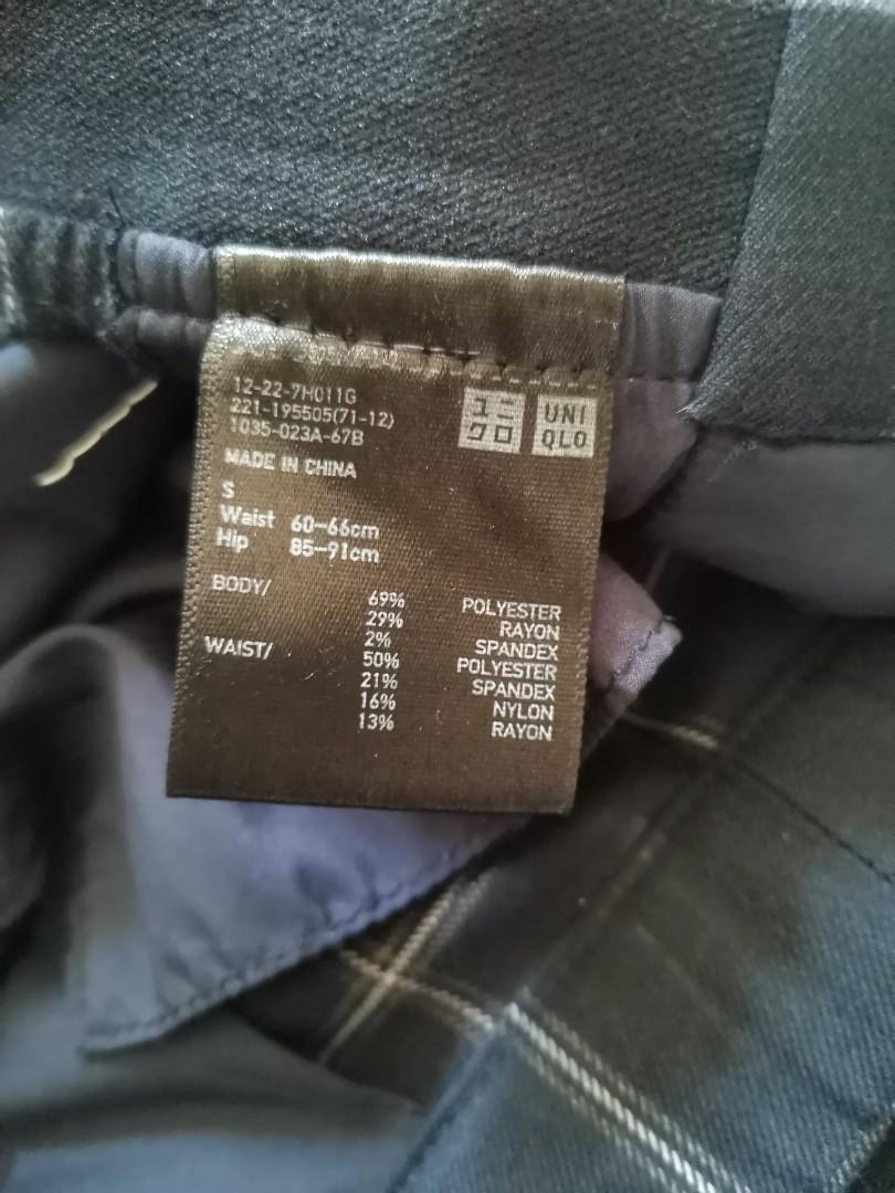 Uniqlo grid ezy ankle pants navy blue, Women's Fashion, Bottoms, Other ...