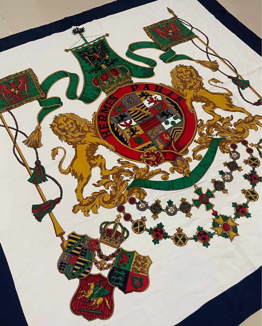 Vintage Hermes Lion Crest Silk Scarf, Women's Fashion, Watches ...