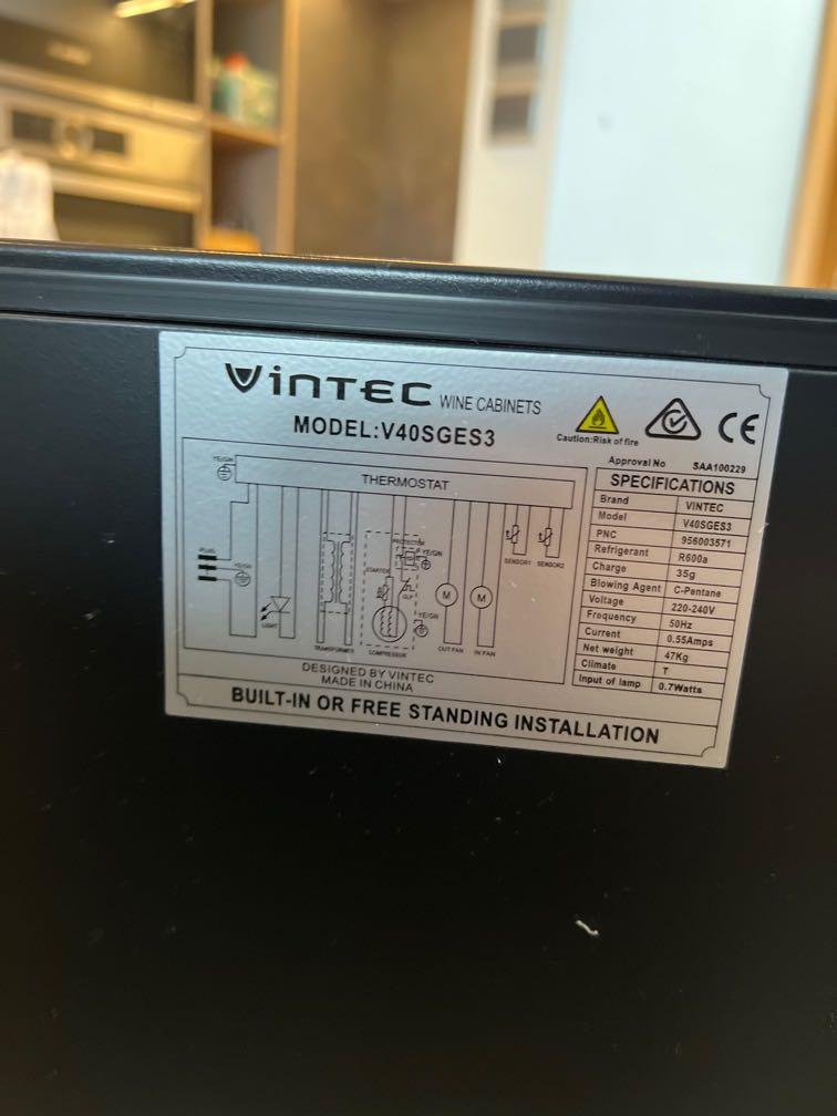 Vintec wine chiller model V40SGES3, TV & Home Appliances, Kitchen ...