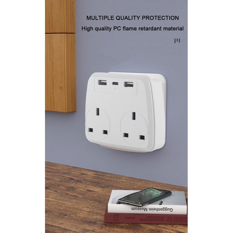 Wall Socket Universal Adapter Extension Socket Wireless 2USB+Type-C+2AC ...